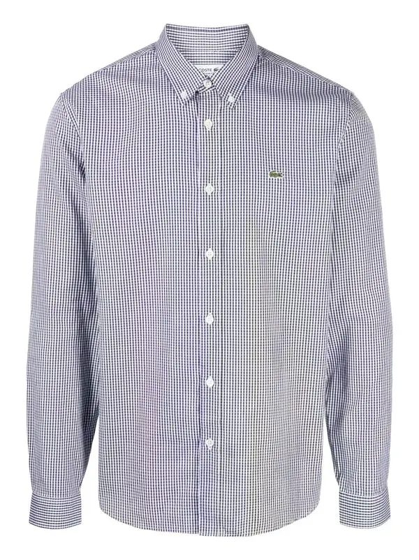 Lacoste Gingham-check Button-down Collar Shirt - Blue