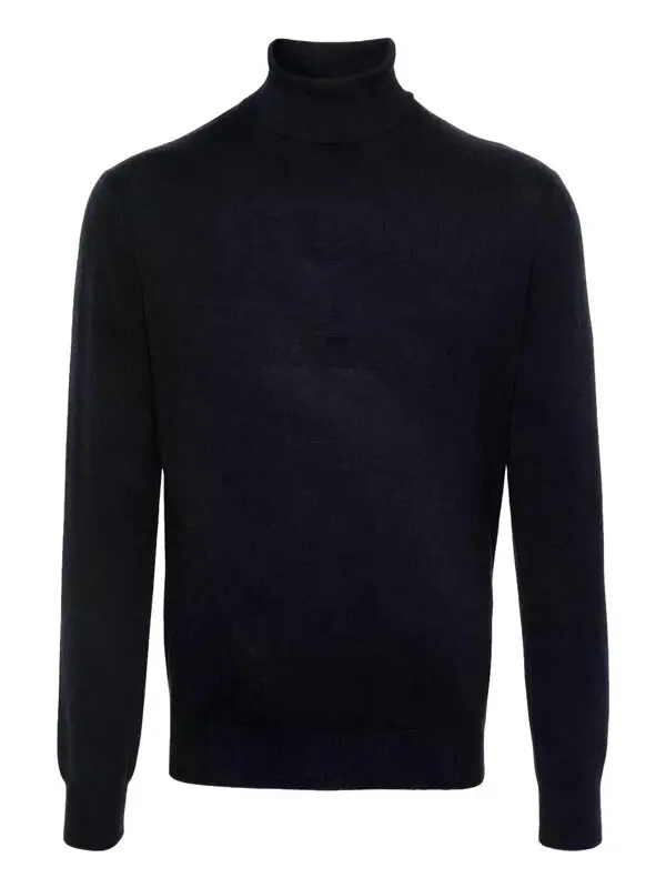 DELL'OGLIO Roll-neck Wool Blend Jumper - Blue