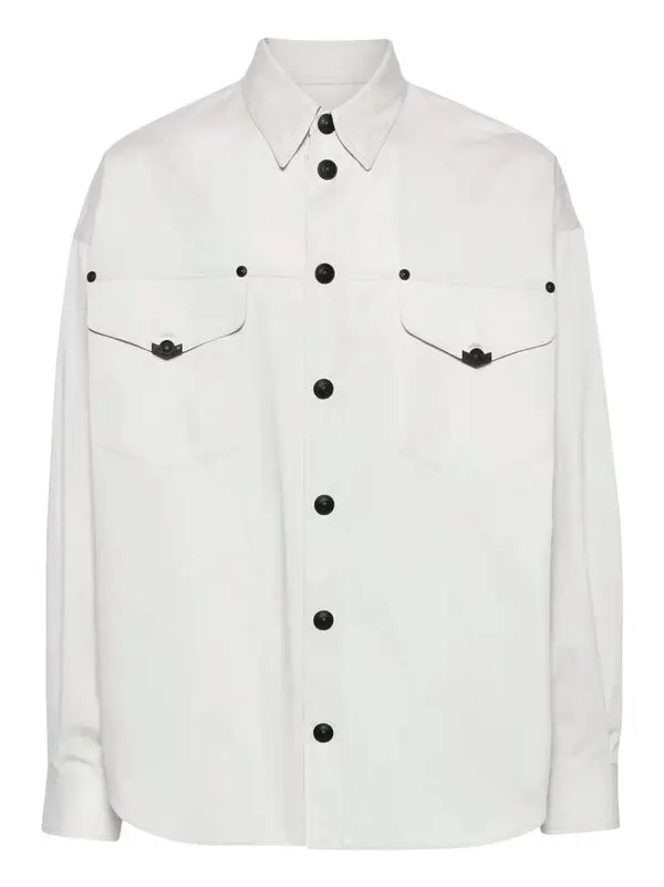 Versace Press-stud Cotton Shirt - Grey