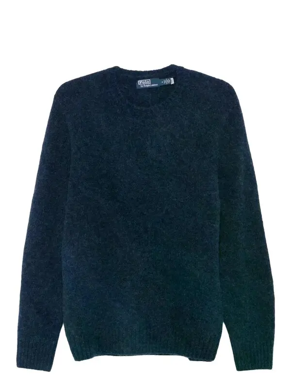Polo Ralph Lauren Ribbed Knit Sweater With Suede Elbow Patches - Blue