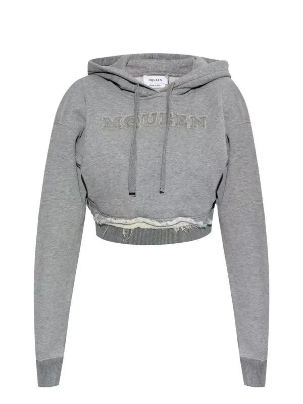 Alexander McQueen Logo-embroidered Hoodie - Grey