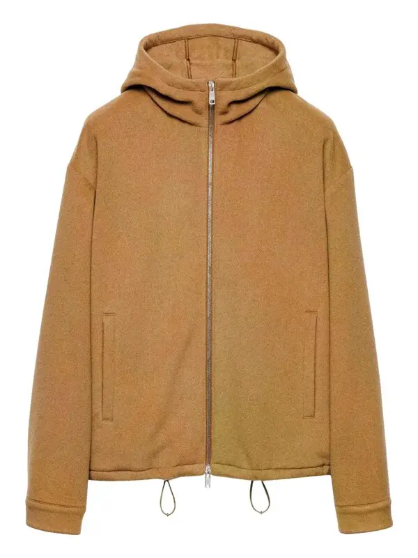 Prada Camel-hair Hoodie Jacket - Brown