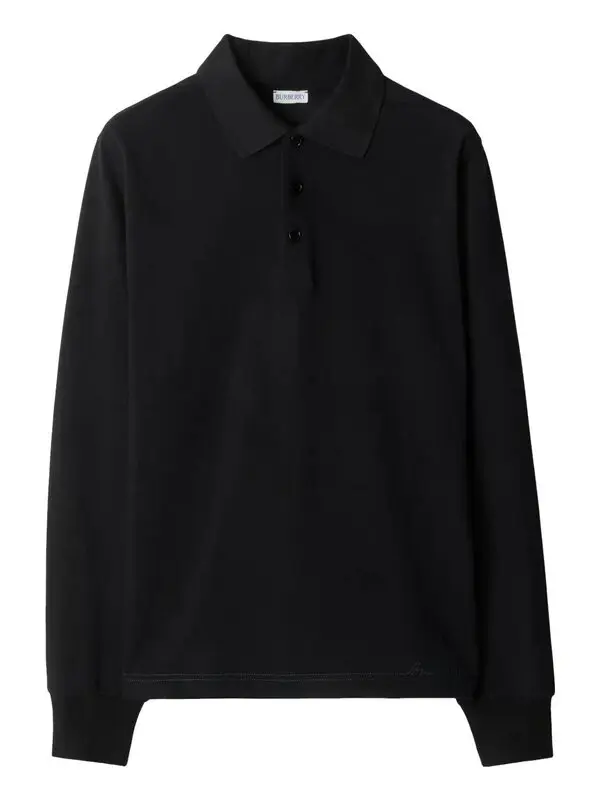 Burberry Long-sleeve Cotton Polo Shirt - Black