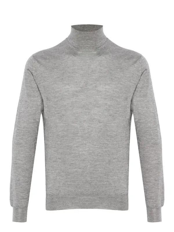 CRUCIANI Mélange-effect Cashmere-silk Blend Turtleneck Sweater - Grey