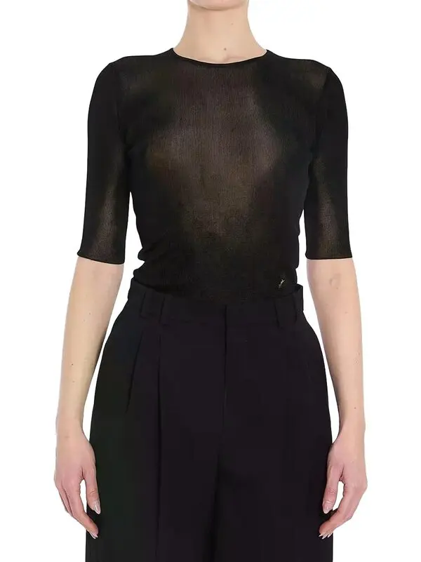 Saint Laurent Cassandre Cropped Top - Black