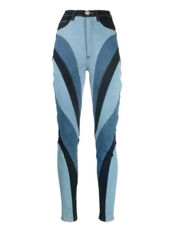Philipp Plein Patchwork High-waist Skinny Jeans - Blue