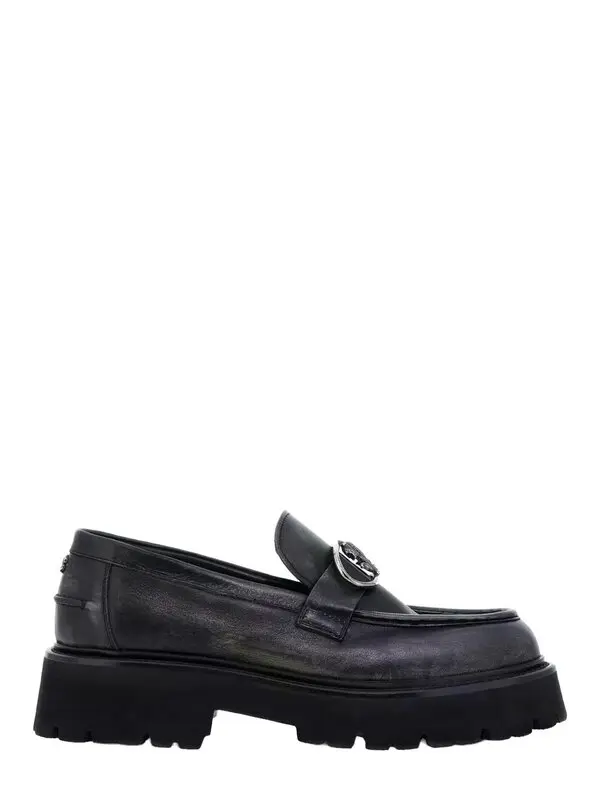 Roberto Cavalli Rc Monogram-buckle Loafers - Black
