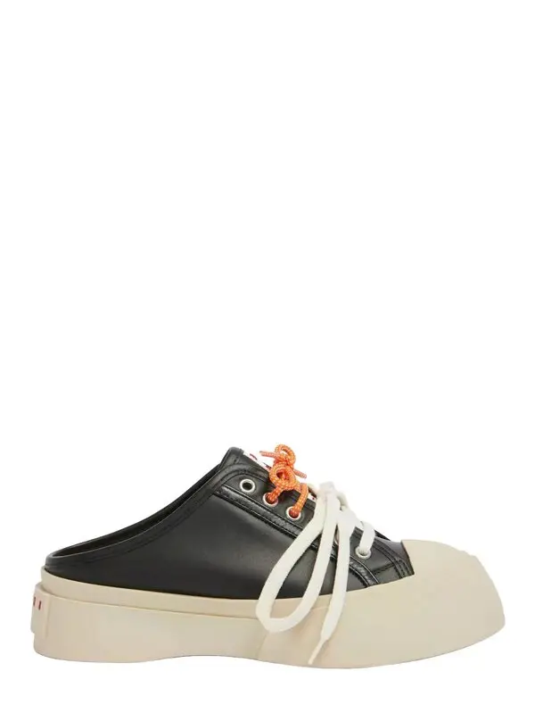 Marni Pablo Leather Lace-up Platform Sabot - Black
