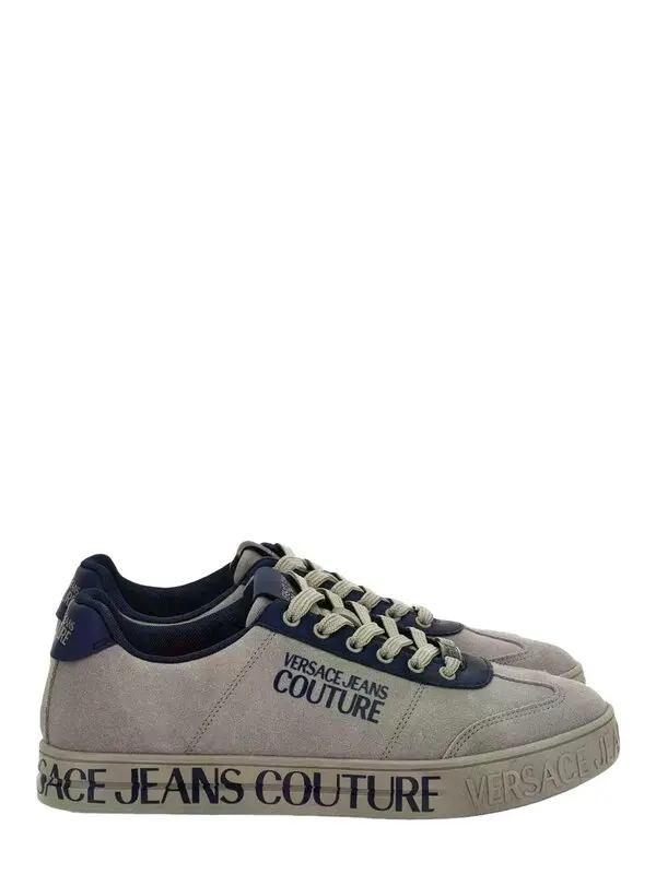 Versace Logo-print Suede Sneakers - Grey
