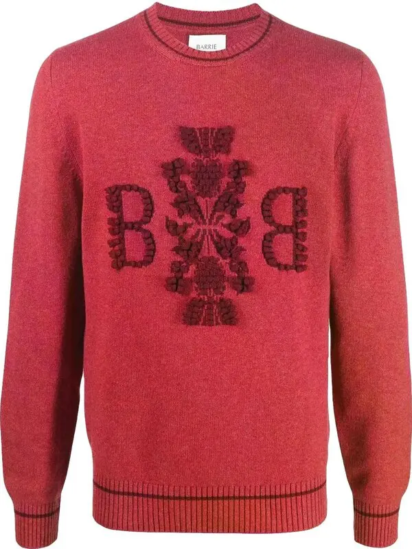 BARRIE Embroidered Cashmere Jumper - Red