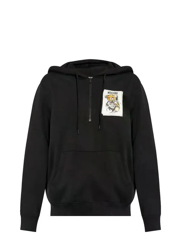 Moschino Logo-patch Hoodie - Black