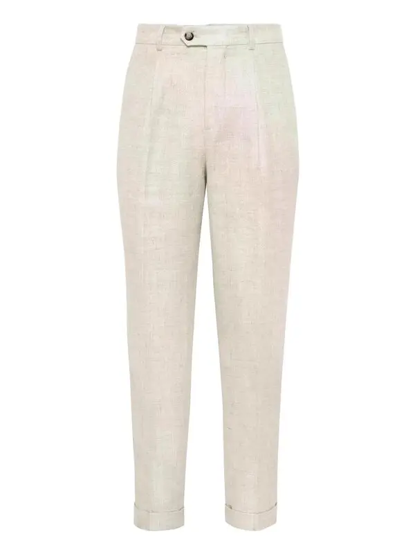 Brunello Cucinelli Slub-textured Trousers - Neutrals