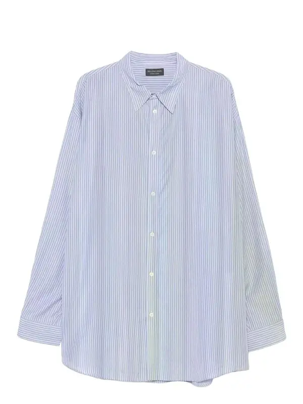 Balenciaga Striped Lyocell Poplin Shirt - Blue