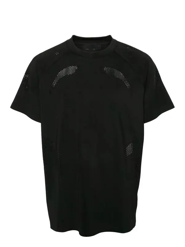 HELIOT EMIL Intine Round-neck Perforated T-shirt - Black