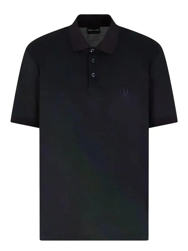 Giorgio Armani Logo-embroidered Polo Shirt - Blue