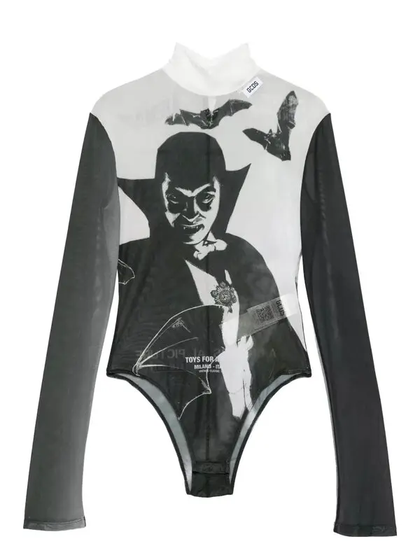 Gcds Graphic-print Bodysuit - Black