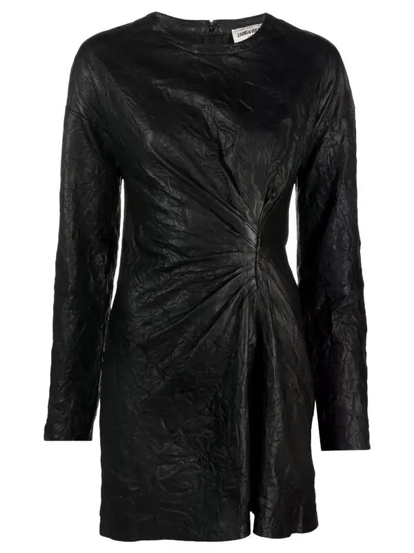 Zadig&Voltaire Rixina Gathered Leather Minidress - Black