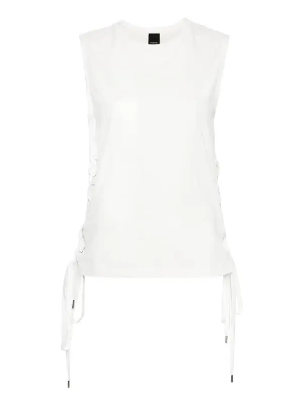 Pinko Lace-up Cotton Tank Top - White
