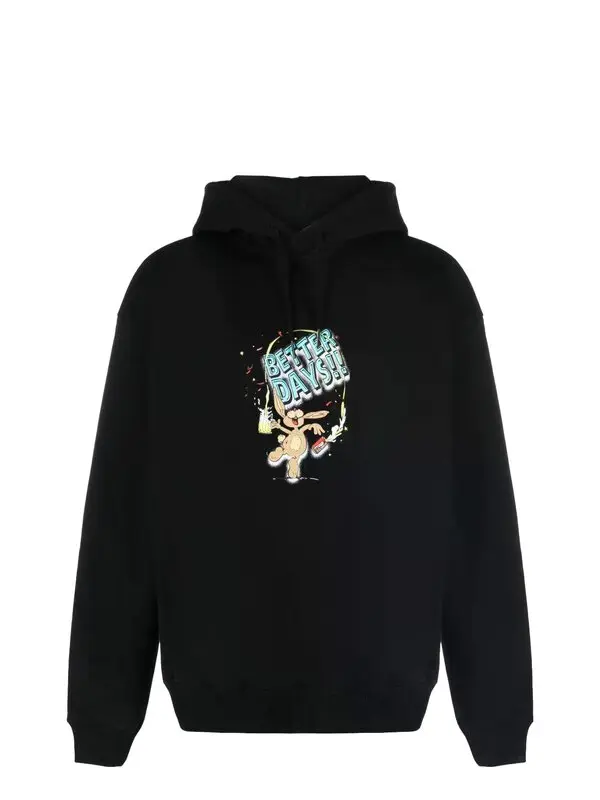 Martine Rose Better Days-print Cotton Hoodie - Black