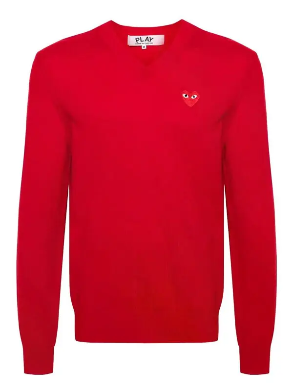 Play Comme Des Garcon Heart-patch Wool Jumper - Red