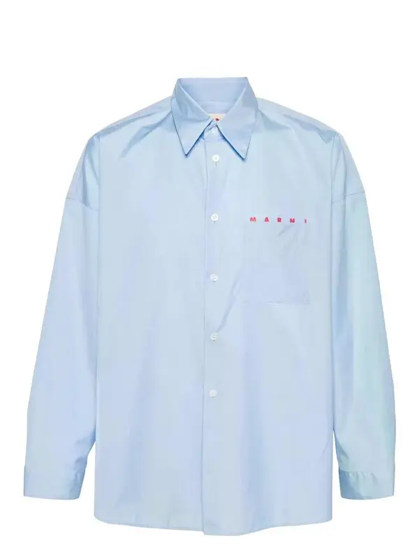 Marni Logo-print Cotton Shirt - Blue