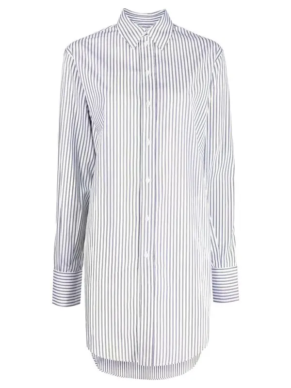 SA SU PHI Striped Silk Shirt Dress - Blue