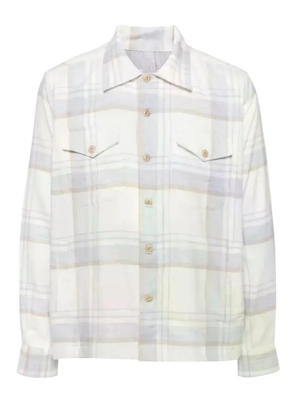 Eleventy Checked Cotton Shirt - White