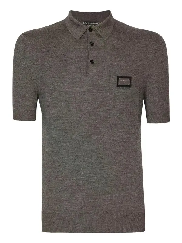 Dolce & Gabbana Logo-tag Wool Polo Shirt - Grey