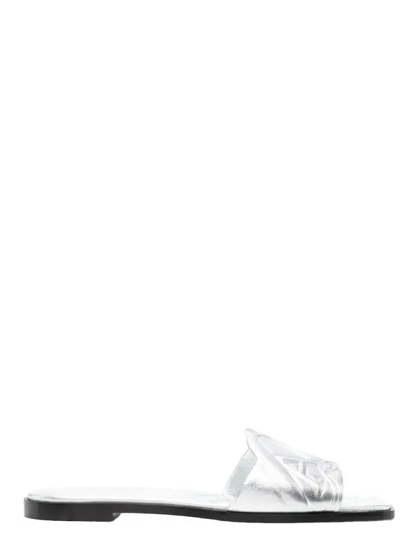 Alexander McQueen Embossed-logo Slides - Silver