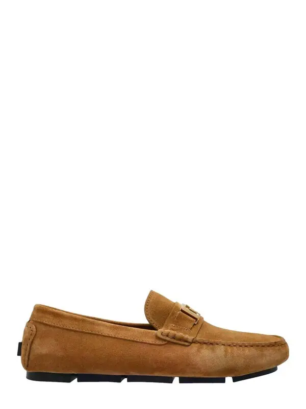 Versace Logo-buckle Loafers - Neutrals