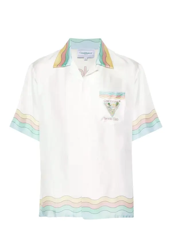 Casablanca Cuban-collar Silk Shirt - White