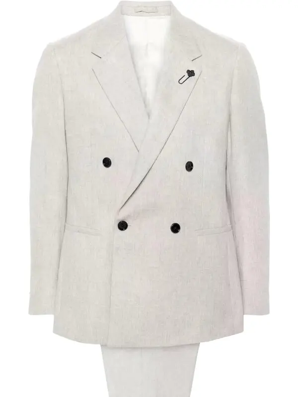 LARDINI Logo-brooch Suit - Neutrals