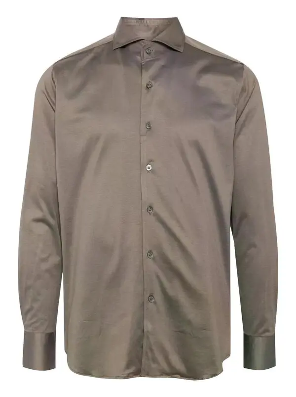 Canali Long-sleeve Cotton Shirt - Brown