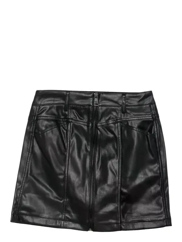 Dkny Faux Leather Mini A-line Skirt - Black