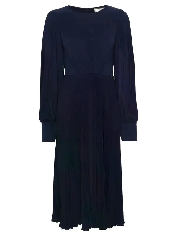NISSA Plissé Pleated Midi Dress - Blue