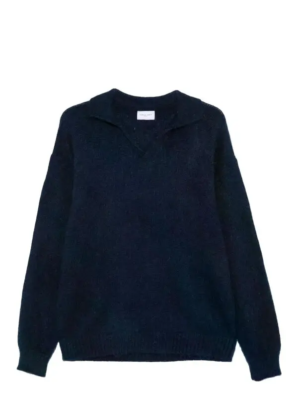 FAMILY FIRST Knitted Mohair-blend Polo Sweater - Blue