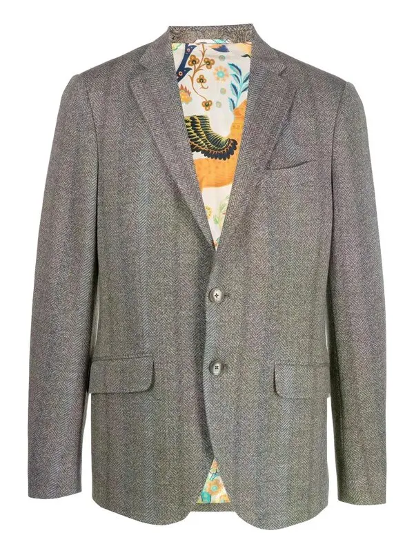 Etro Herringbone Tonal Striped Blazer - Neutrals