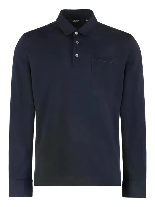 Zegna Long Sleeve Polo Shirt - Blue