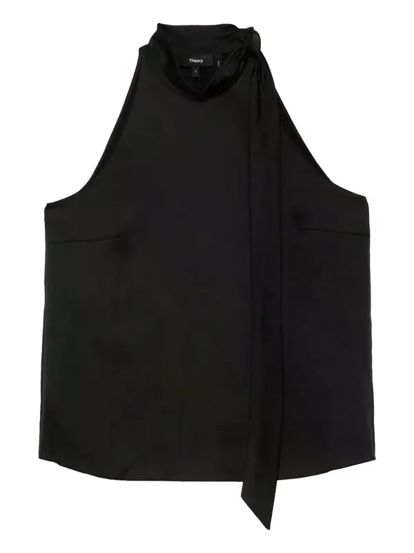 Theory Textured-satin Halter Top - Black