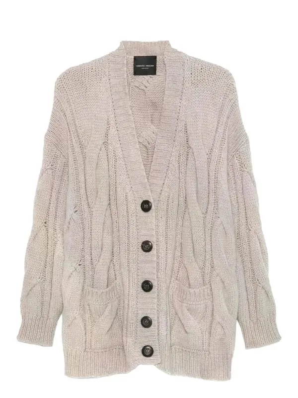 ROBERTO COLLINA Cable-knit Alpaca Wool-blend Cardigan - Grey