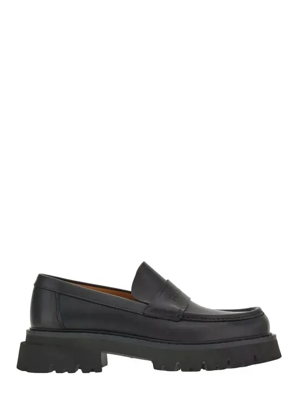 FERRAGAMO Logo-embossed Chunky Leather Loafers - Black
