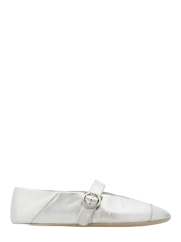 FERRAGAMO Gancini Ballet Flats - Silver