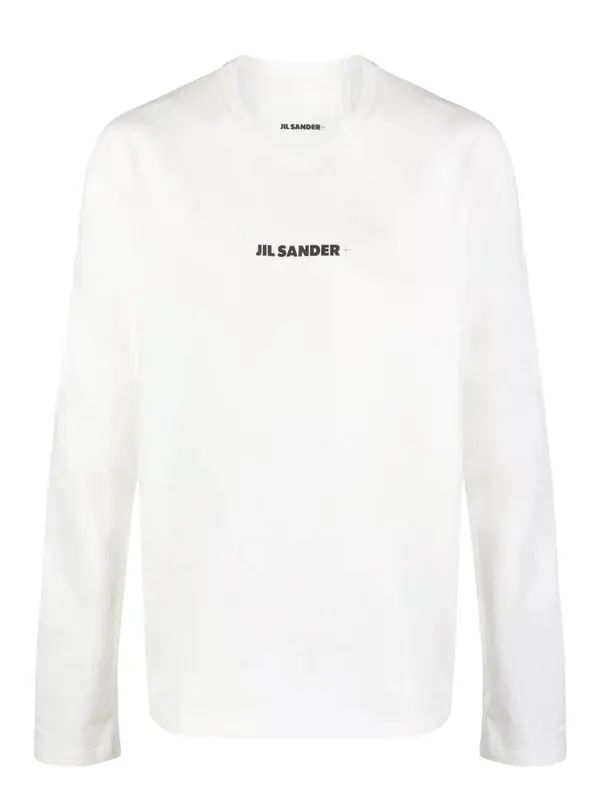 JIL SANDER Logo-print Long-sleeves Cotton T-shirt - White