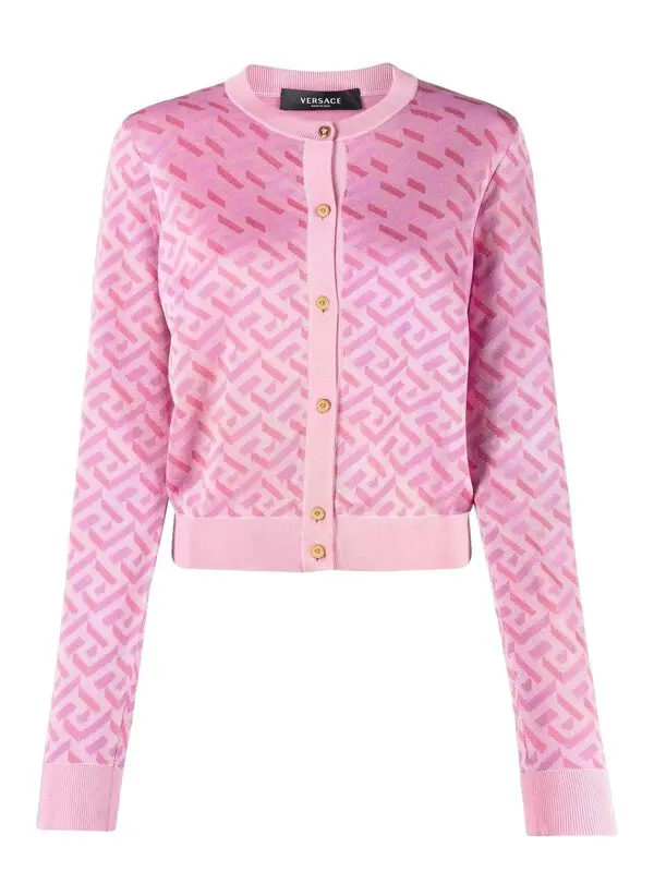 Versace La Greca Monogram Cardigan - Pink