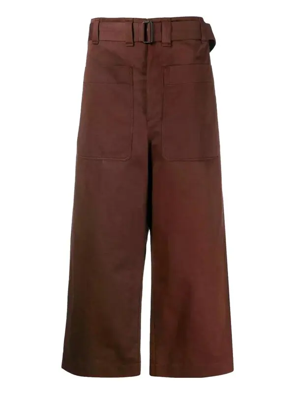 LEMAIRE Wide-leg Cotton-linen Trousers - Brown