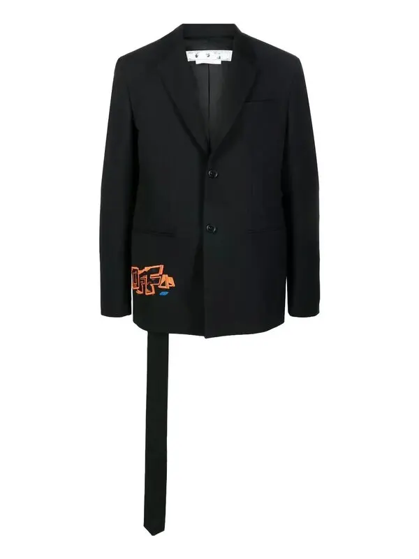 Off-White Graf Coupe' Strap Rel Single-breasted Blazer - Black