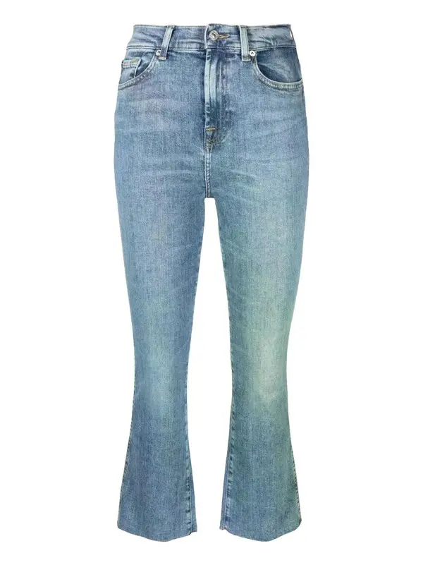 7 For All Mankind Flared Cropped Jeans - Blue