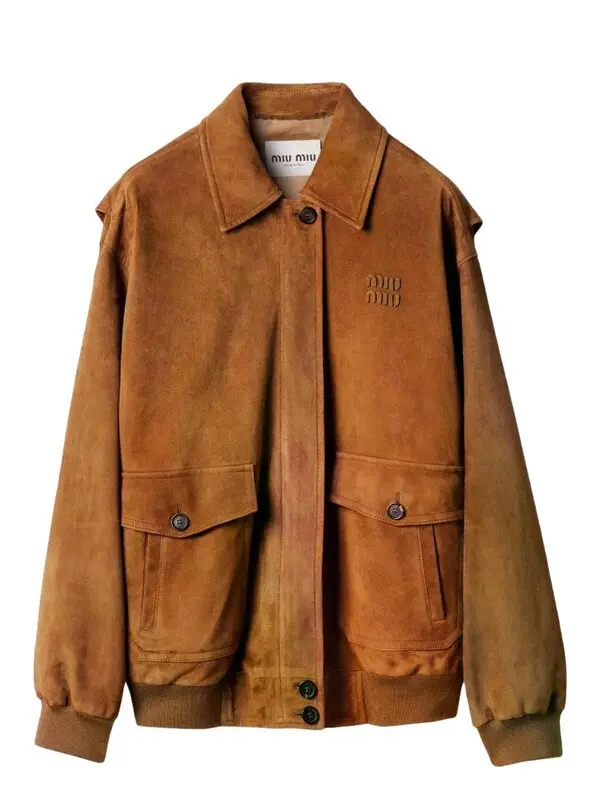Miu Miu Suede Blouson Jacket - Brown