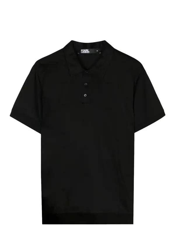 Karl Lagerfeld K/signature Cotton Polo Shirt - Black