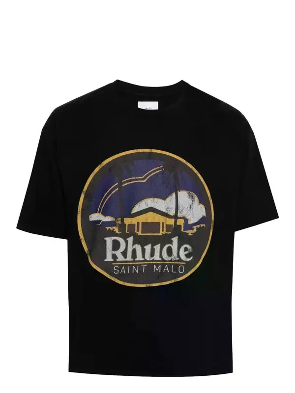 Rhude Logo-print Cotton T-shirt - Black